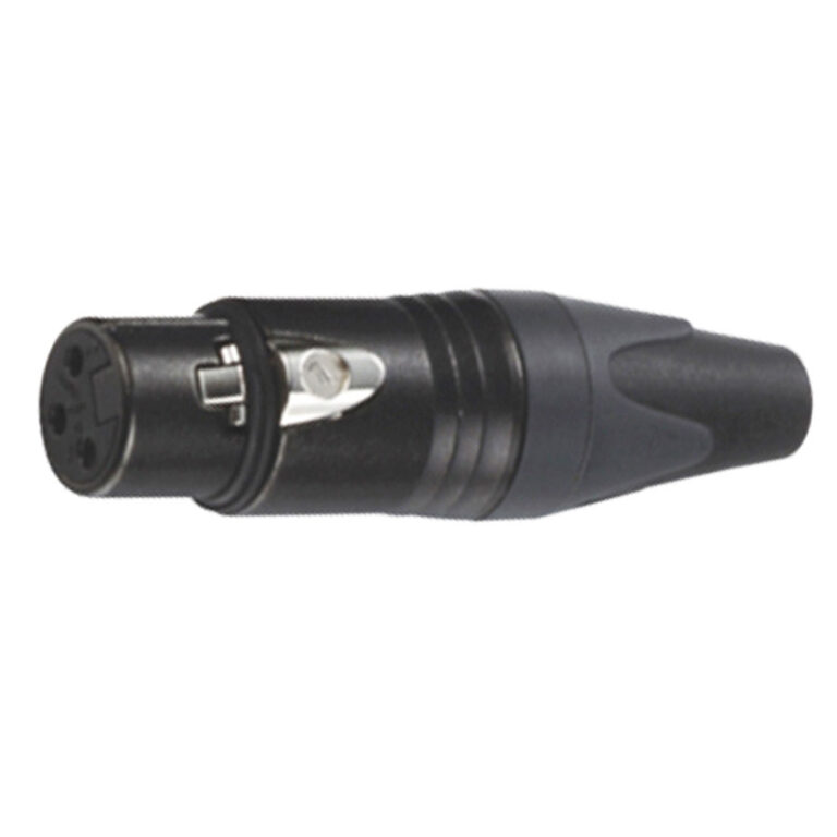 Conector XLR3 hembra aéreo. Negro. CNC1052. AMS. – LucesPRO